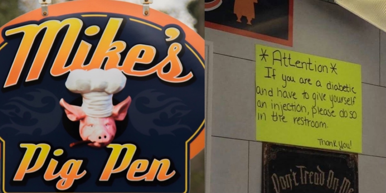 Mike's Pig Pen Watertown Posts Sign Aimed Towards Customers With Diabetes